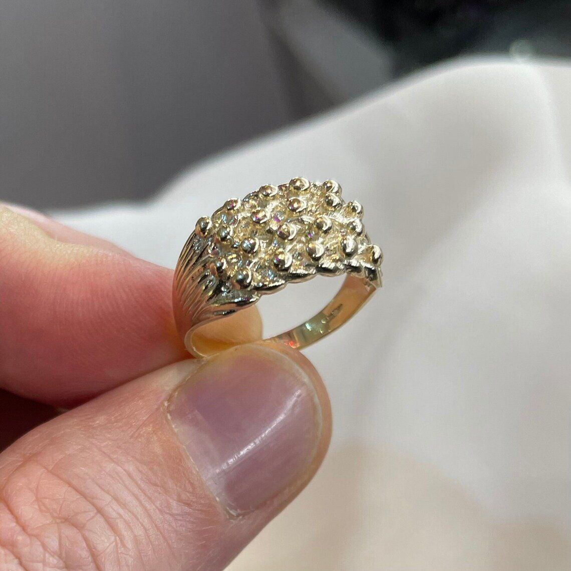 375 9ct Gold Mens Ring Unisex Gold Four Row Keeper Ring L Z Sizes Limani London